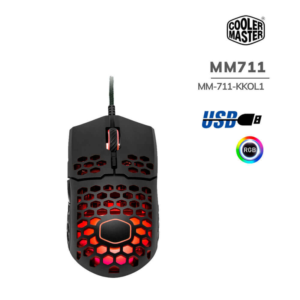 Mouse Gaming Cooler Master MM711 Black Matte | DPI 16000 | RGB (MM-711 ...