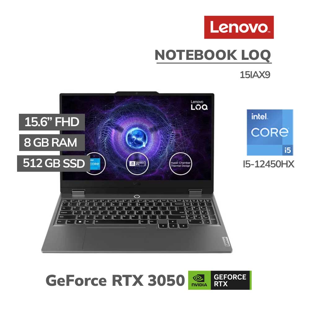 Laptop Lenovo Notebook Loq 15Iax9 Intel Core I5-12450Hx 8Gb 512Gb Ssd T ...